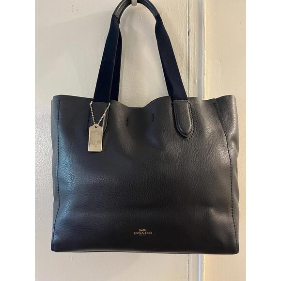 Coach | Bags | Coach Derby Pebble Leather Tote Navy Blue | Poshmark